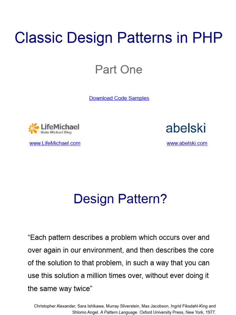 Classic Design Patterns In Php Pdf Class Computer Programming