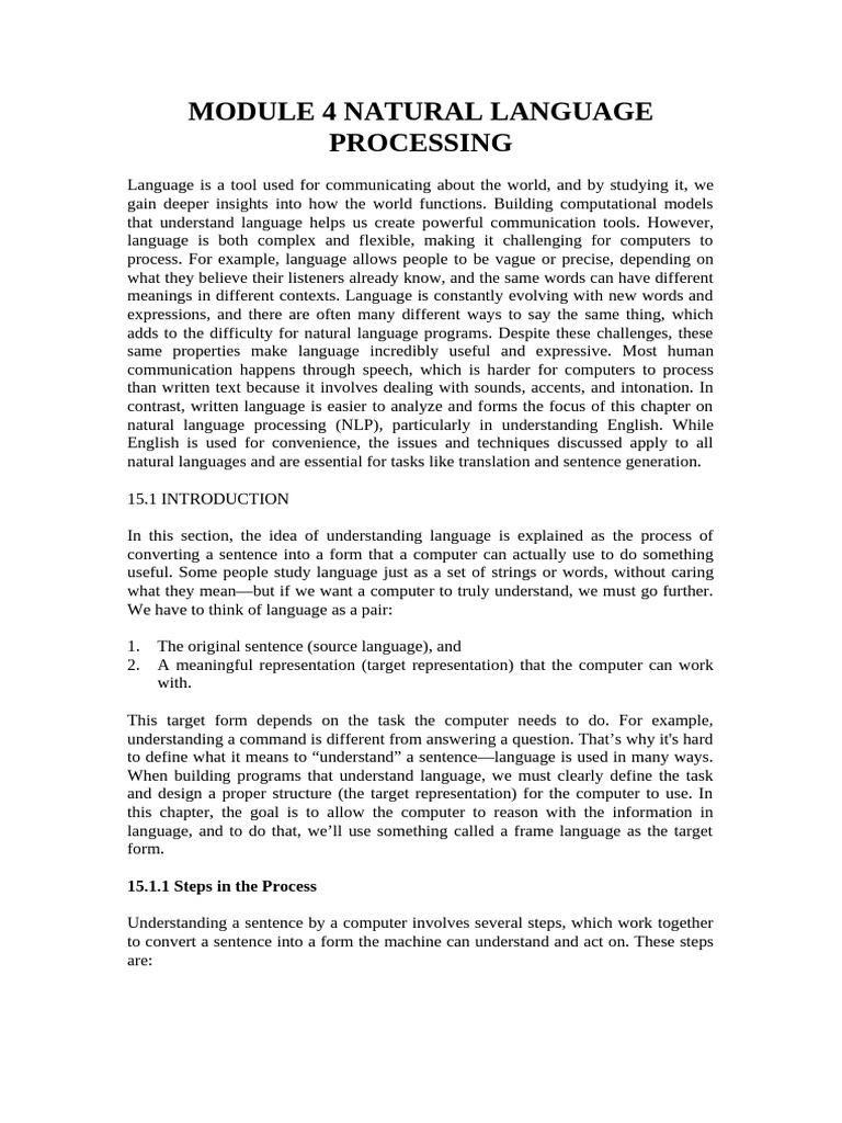 Module 4 Natural Language Processing | PDF | Parsing | Semantics