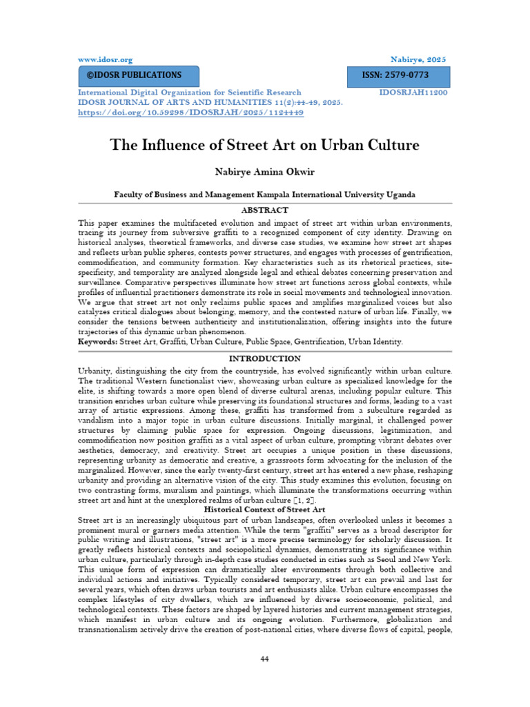 The Influence of Street Art On Urban Culture (WWW - Kiu.ac - Ug) | PDF ...