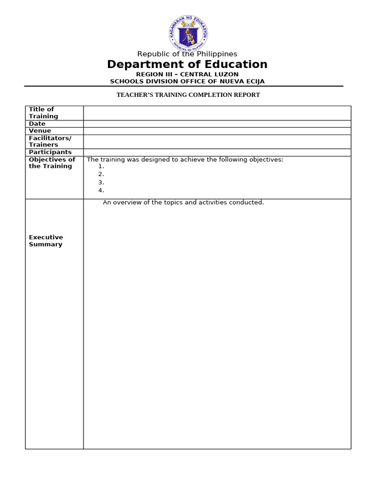 Teachers Training Completion Report | PDF