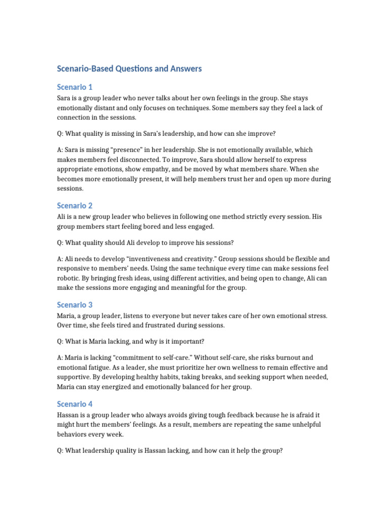 Scenario Based Questions Final | PDF | Leadership | Cognition