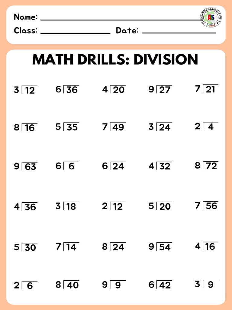 Math Drills Division Worksheet | PDF