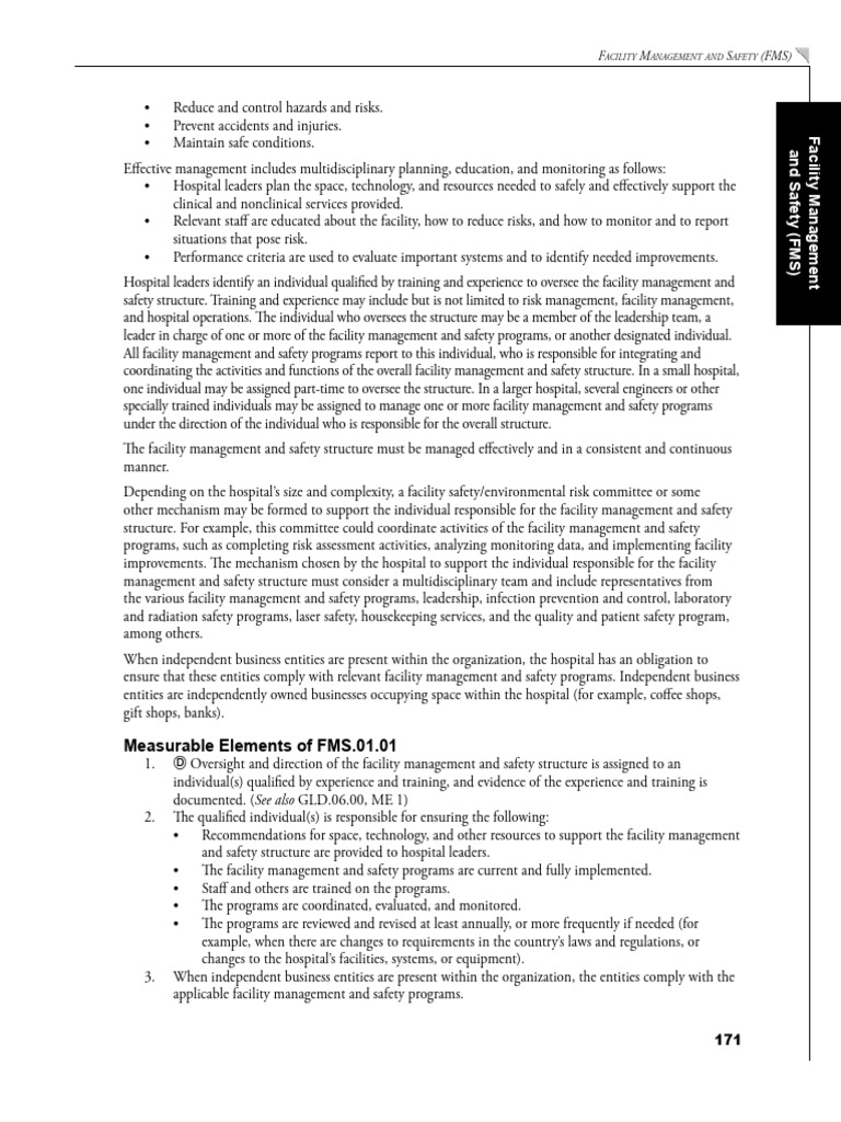 JCI 8th Edition: Facility Management Standards | PDF | Fire Safety | Safety