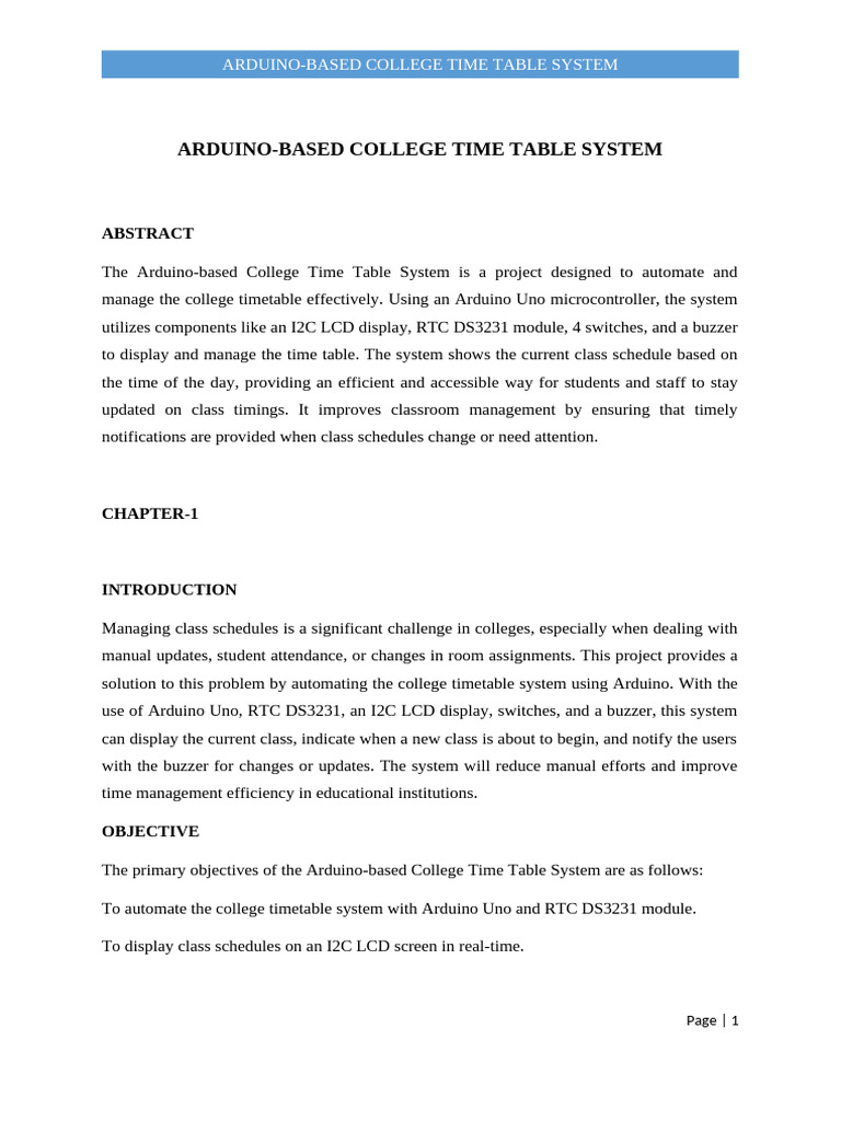 Arduino College Timetable System Components | PDF | Arduino | Computer ...