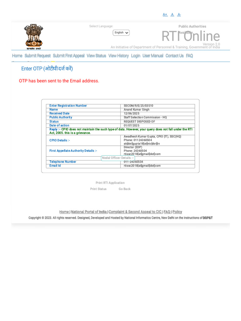 RTI Online - Online RTI Information System | PDF | Computing | Internet