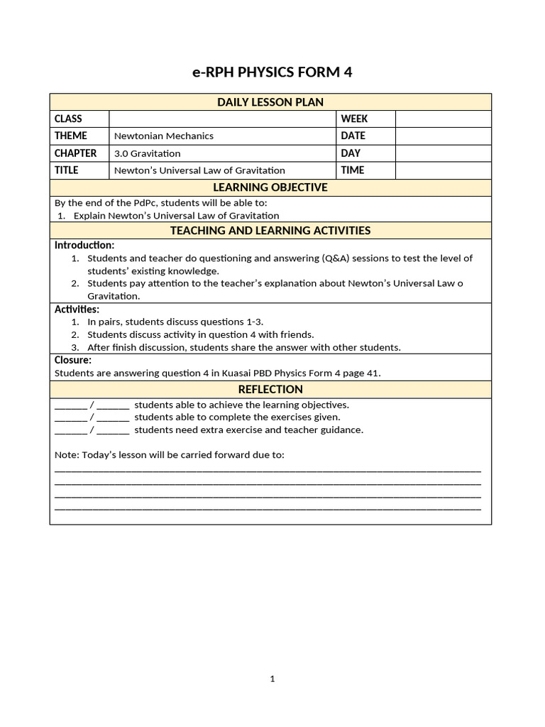 ERPH Physics F4 Chapter 3 | PDF | Gravity | Force