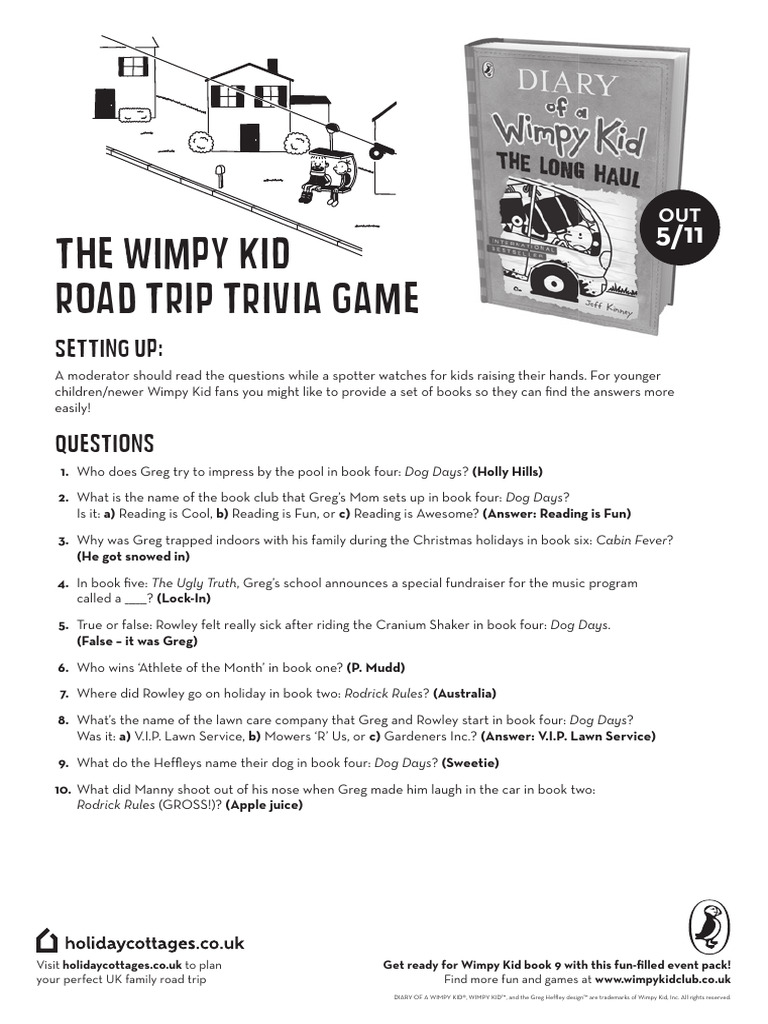 Wimpy Kid TLH - Road Trip Trivia Game1 | PDF | Series Of Children's ...