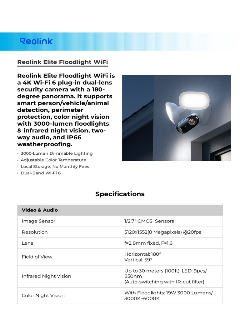 Reolink Elite Floodlight Wifi 1751007583013 Elite Floodlight | PDF | Wi Fi | Computing
