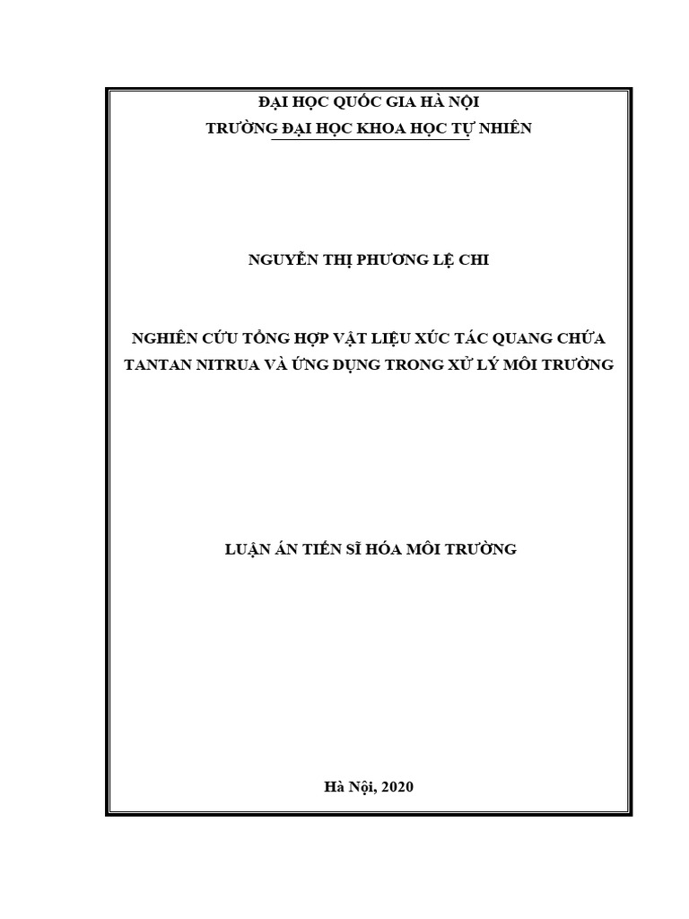 Luận Văn Nghiên Cứu Tổng Hợp Vật Liệu Xúc Tác Quang Chứa Tantan Nitrua ...