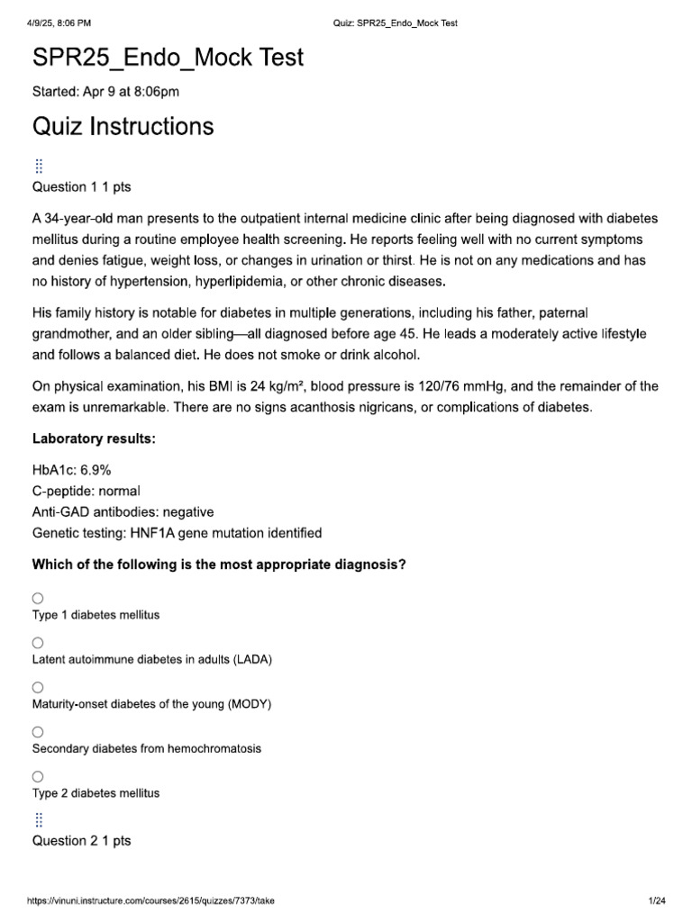 Endo Mock Test | PDF