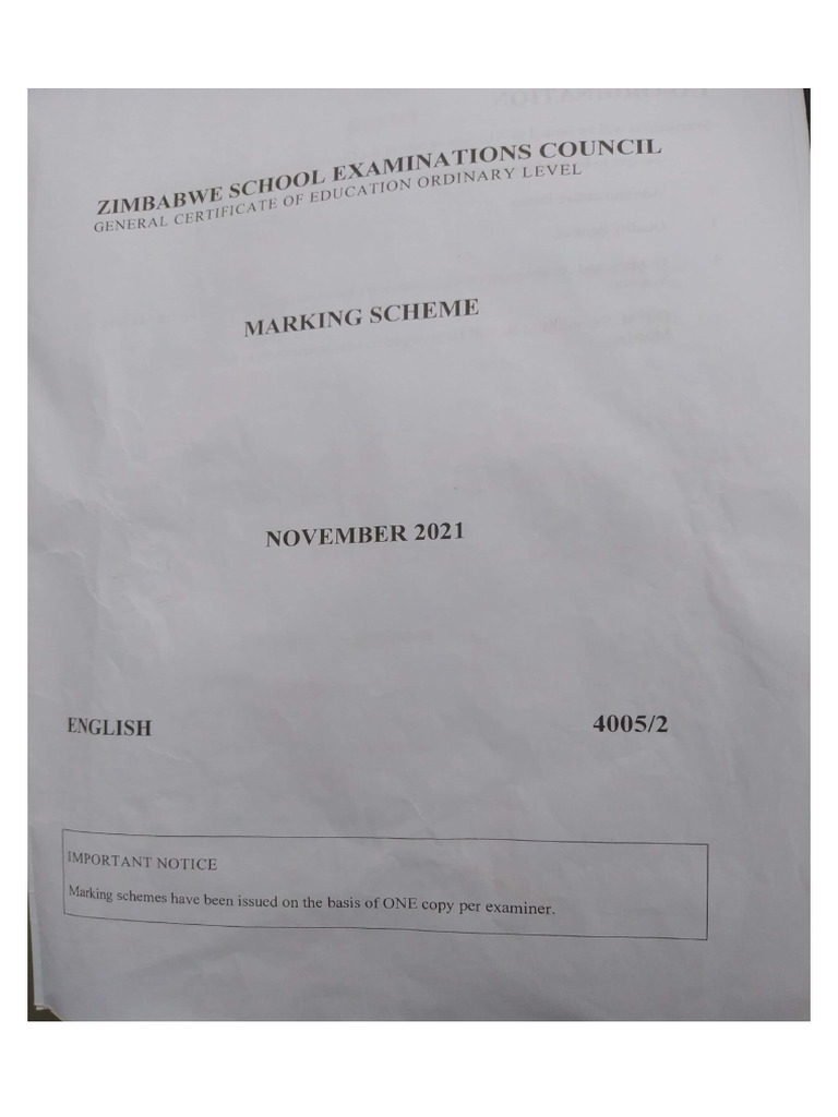 Nov 2021 Eng P2 Marking Scheme | PDF