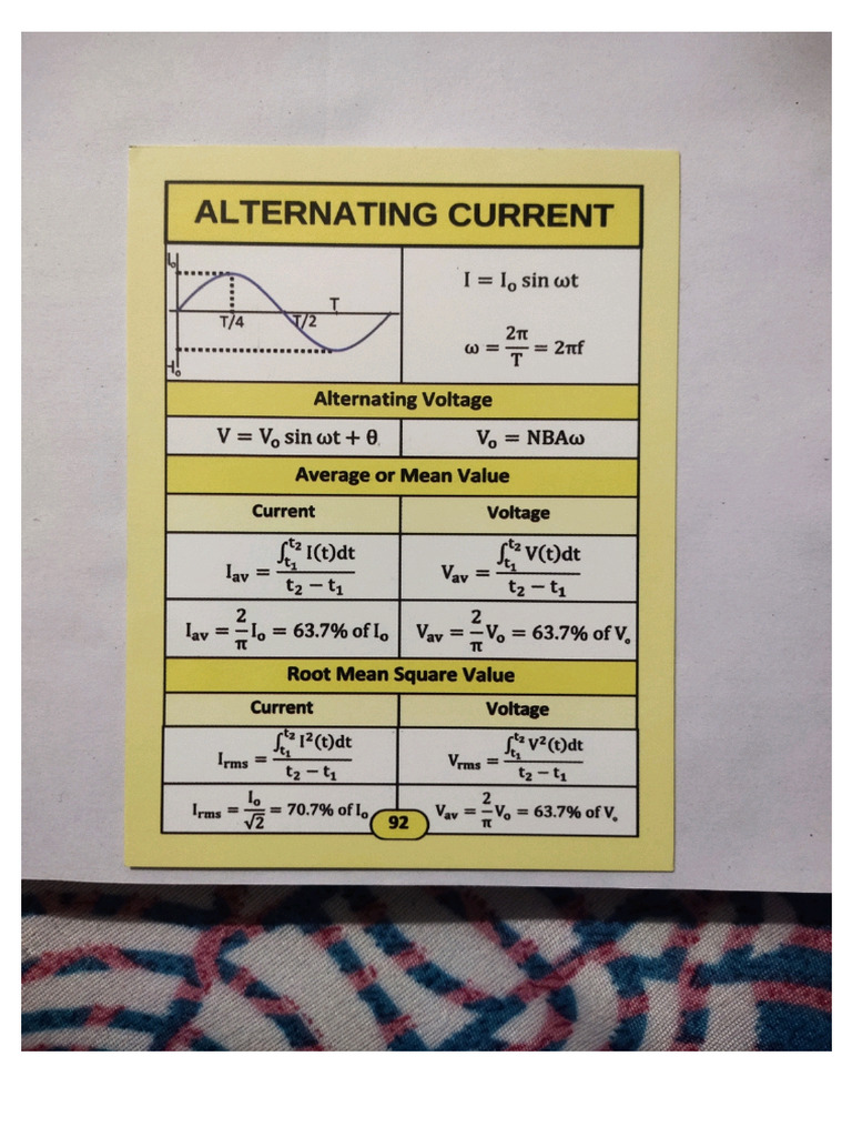 Alternating Current (RRR FLASHCARD) | PDF