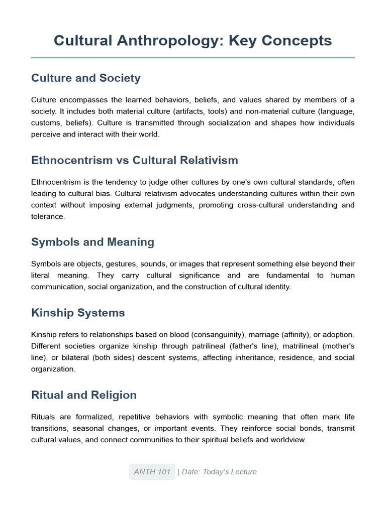 Cultural Anthropology Notes | PDF