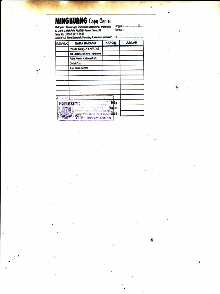 Nota Atk Mingkuang Klampok | PDF