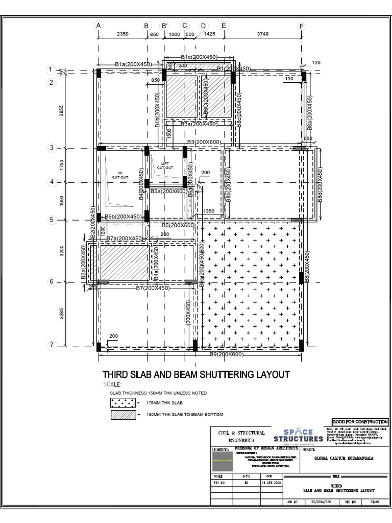 228 - Third Slab and Beam Shuttering Layout and Details | PDF