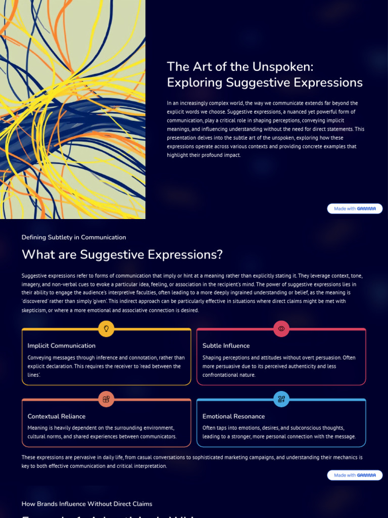 The Art of The Unspoken Exploring Suggestive Expressions | PDF | Body ...