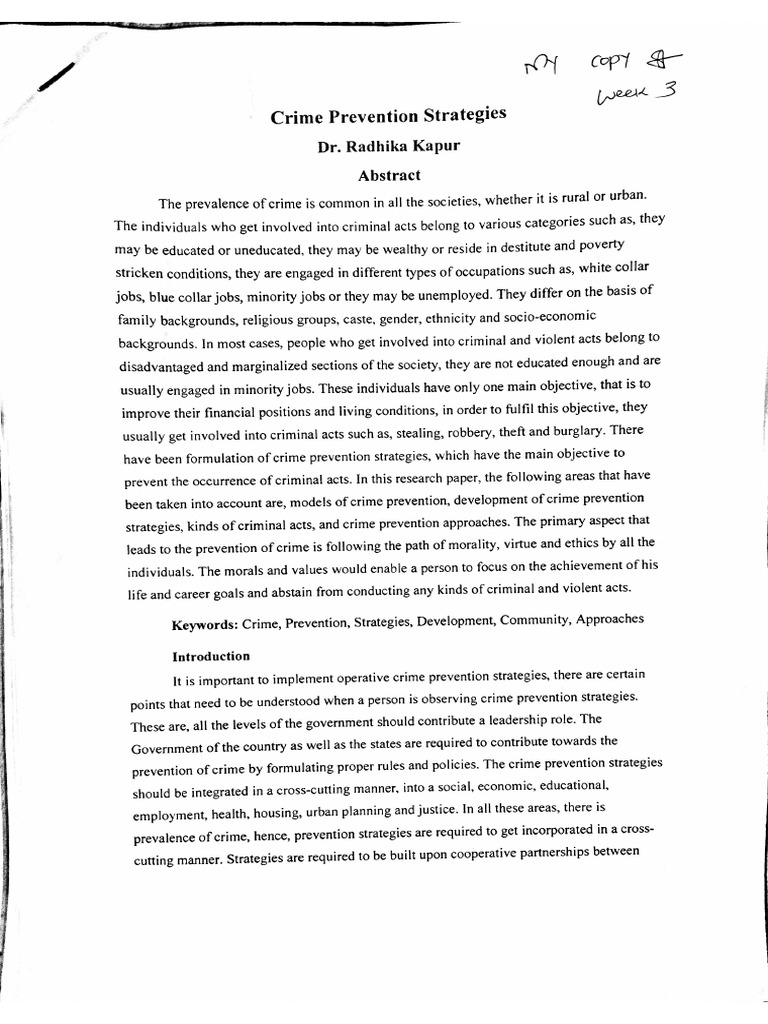Crime Prevention Strategies - Edited | PDF