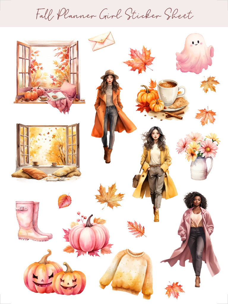 Fall Planner Girl Sticker Sheet | PDF