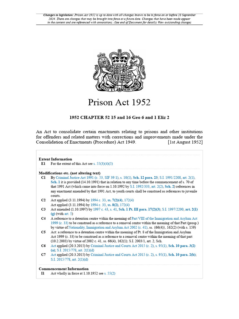 Updates to the Prison Act 1952 | PDF | Drugs | Prison
