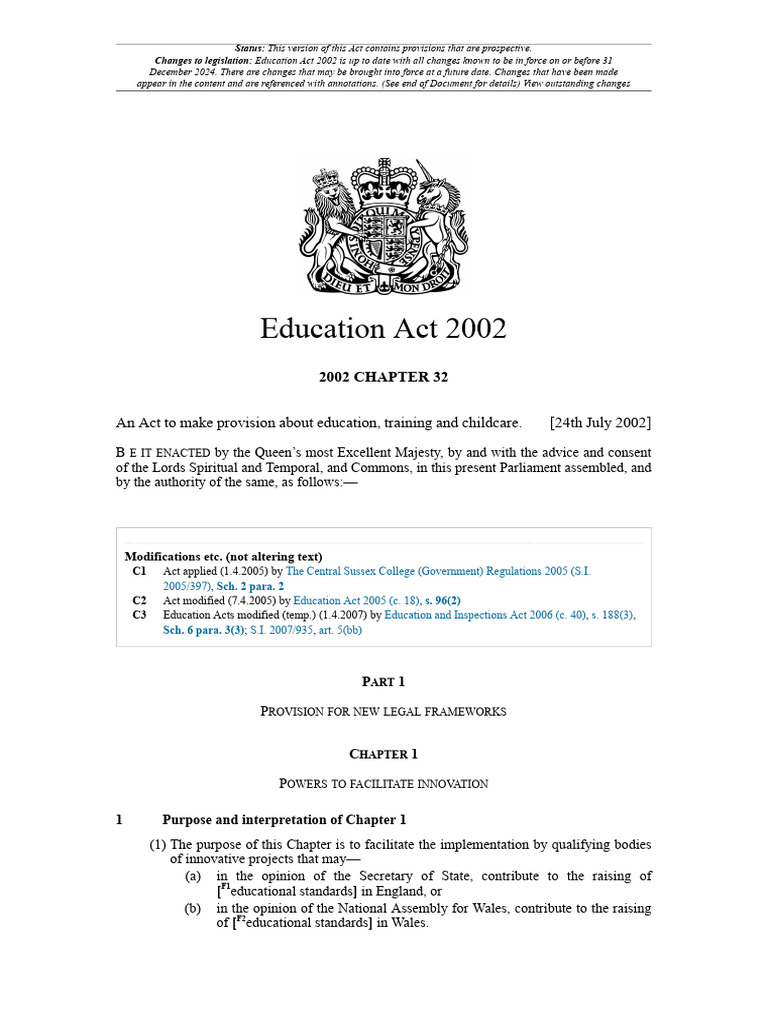 Education Act, 2002 | PDF | Curriculum | Government