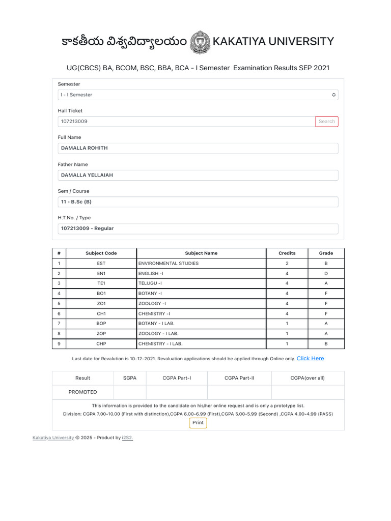 UG (CBCS) I, II, III, IV, VI Semester Examination Results JAN 2021 ...