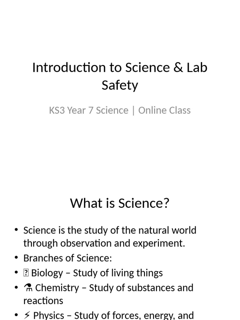 KS3 Introduction To Science and Lab Safety | PDF