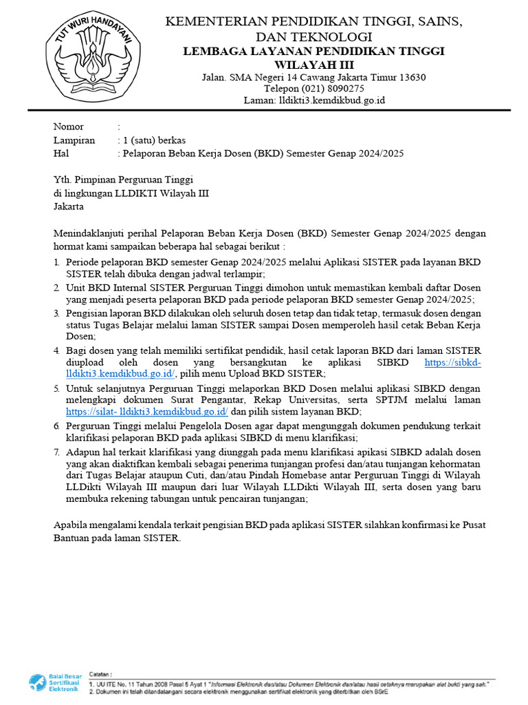 Pelaporan Beban Kerja Dosen BKD Genap 2024 2025 | PDF