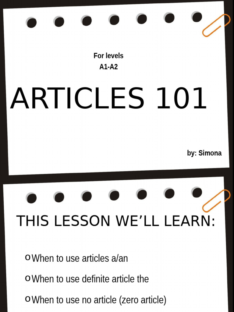 Articles 101 Introduction To Articles A An The Zer Fun Activities Games ...