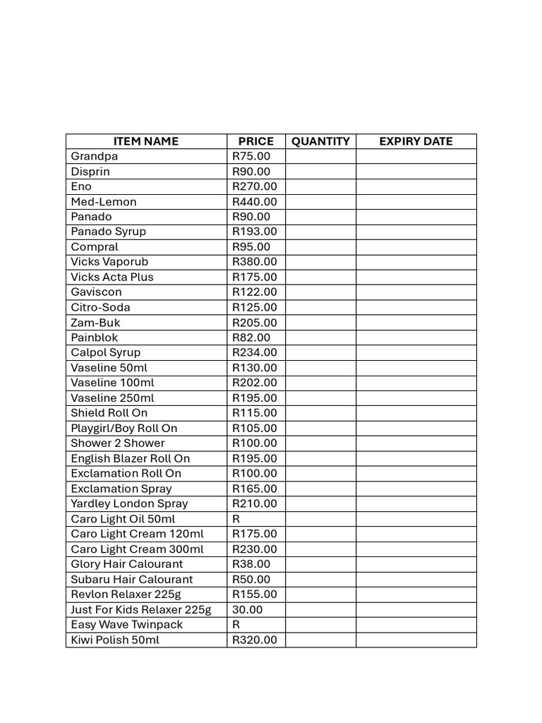 Inventory Count List 9 | PDF
