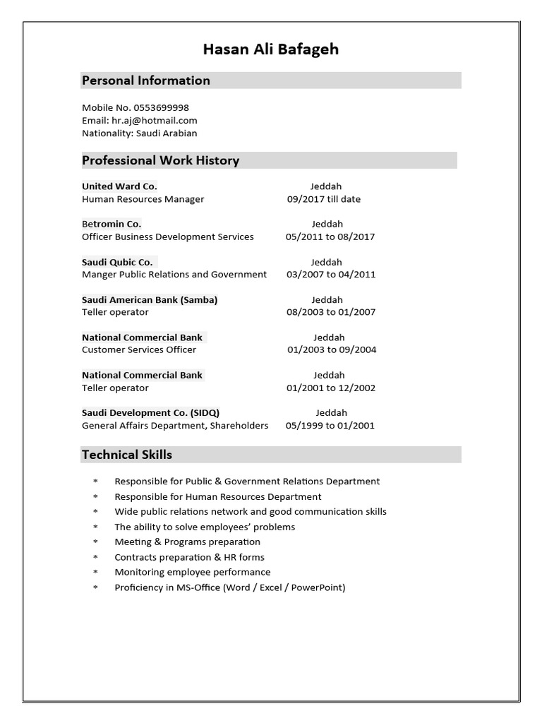 Hasan Ali Bafageh Resume | PDF