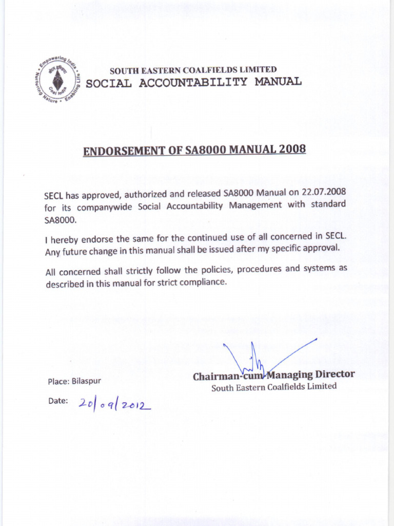 Secl Sa8000 Manual - 2 | PDF | Occupational Safety And Health | Wage