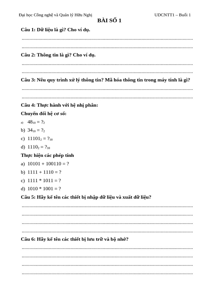 Buoi1 - Bai Tap Thuc Hanh | PDF