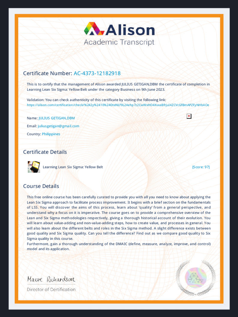 Alison Transcript 4373 12182918 | PDF