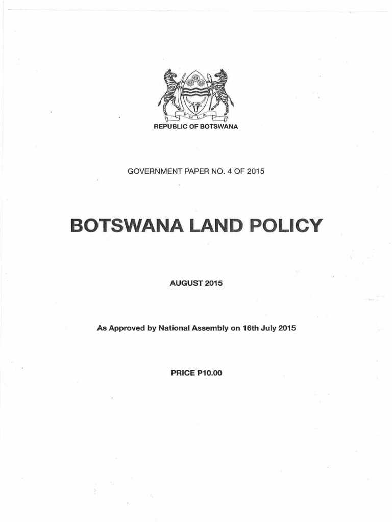Land Policy in Botswana and Legal Frameworks | PDF | Agriculture | Policy