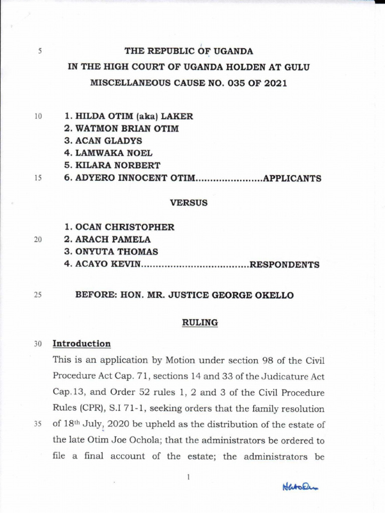 Hilda Otim V Ocan Christopher | PDF
