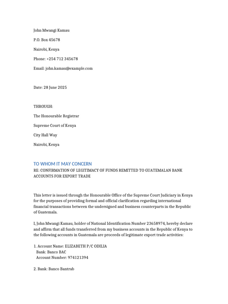 Export Trade Declaration Letter | PDF