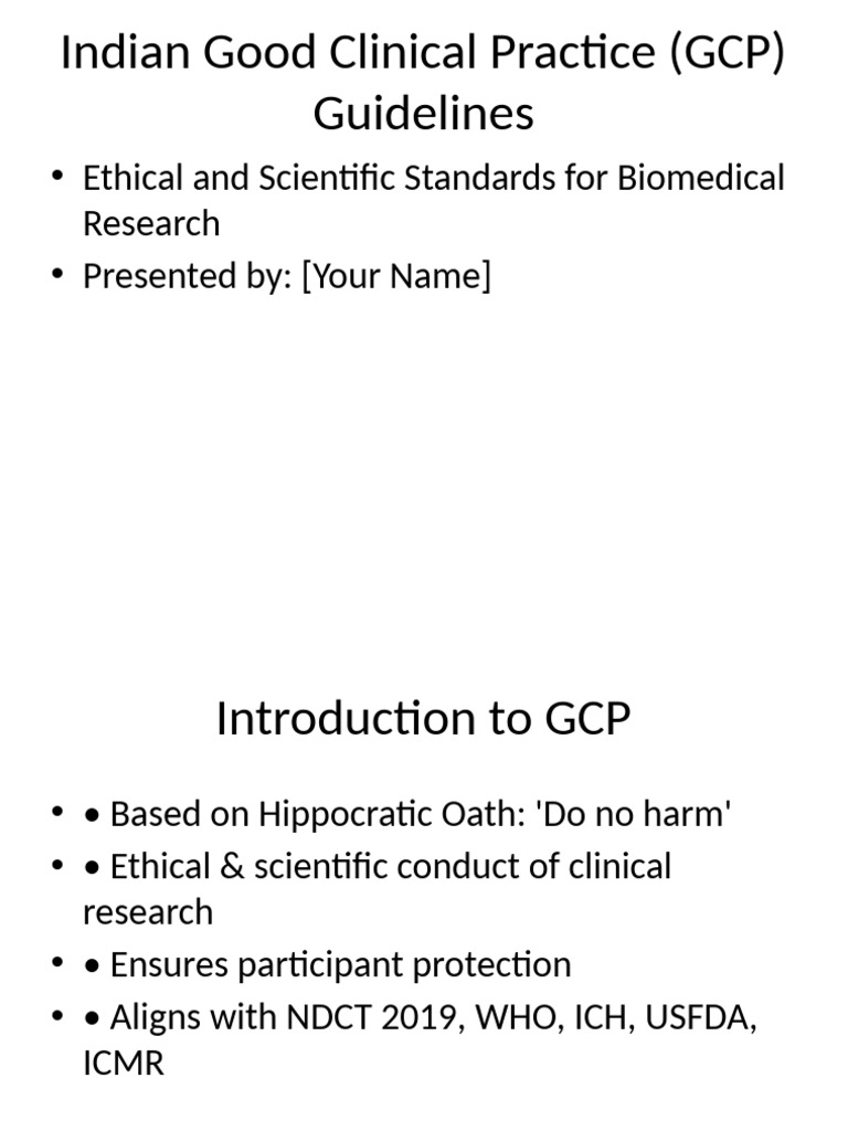 Indian GCP Guidelines Overview | PDF | Clinical Trial | Phases Of ...