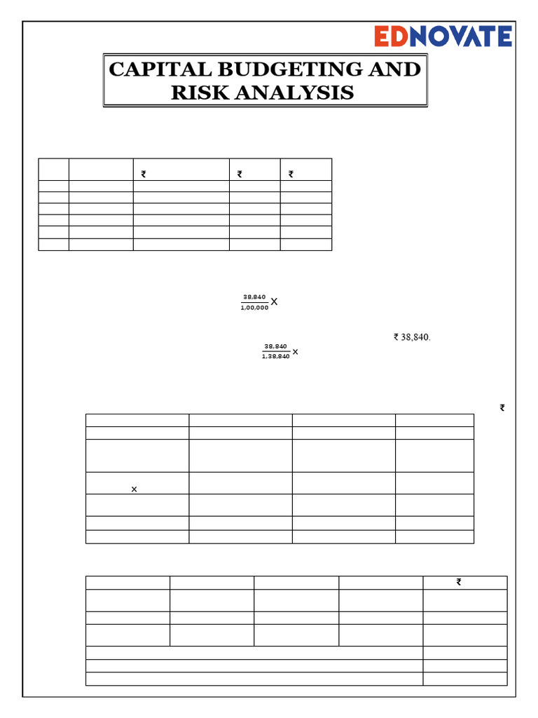 Risk Analysis in Capital Budgeting | PDF | Net Present Value ...