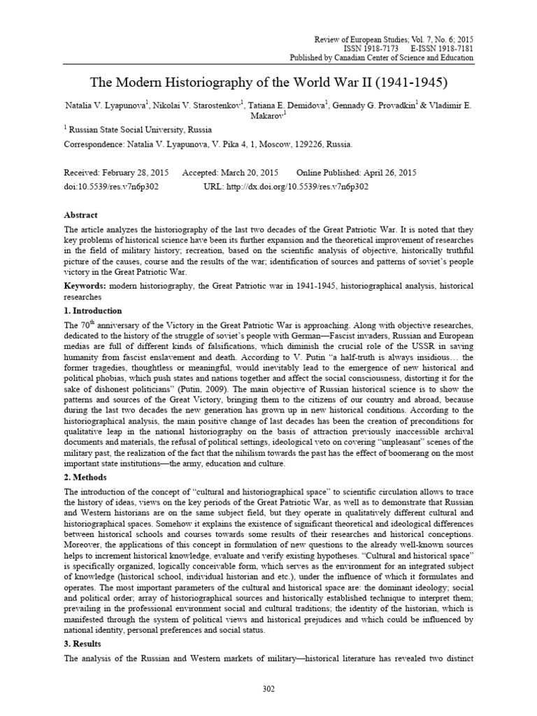 Modern Historiography of WWII in Russia | PDF | Historiography | Soviet ...