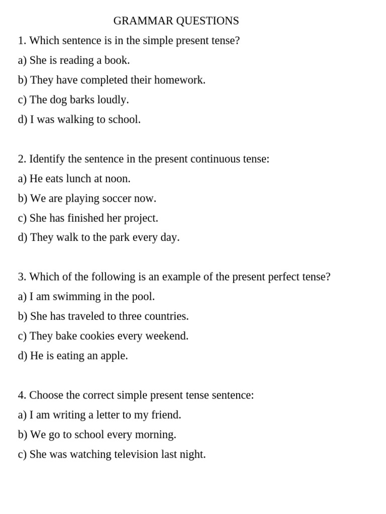 Grammar Revision Questions | PDF | Verb | Syntax