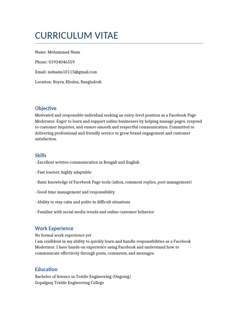Mohammad Naim CV | PDF