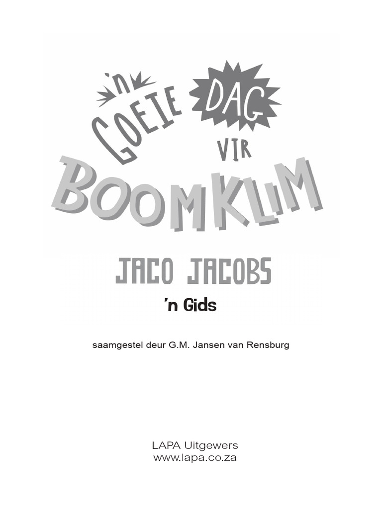 N Goeie Dag Vir Boomklim Studiegids | PDF
