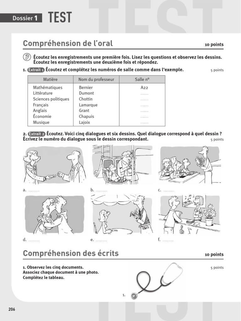 Test de compréhension orale et écrite | PDF