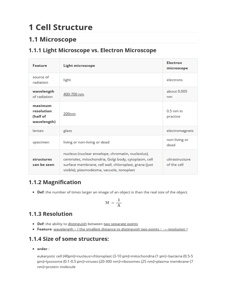 Light vs. Electron Microscope Overview | PDF | Cell (Biology ...
