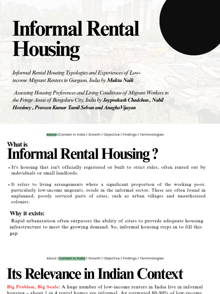 Informal Rental Housing for Migrants in India | PDF | Affordable ...
