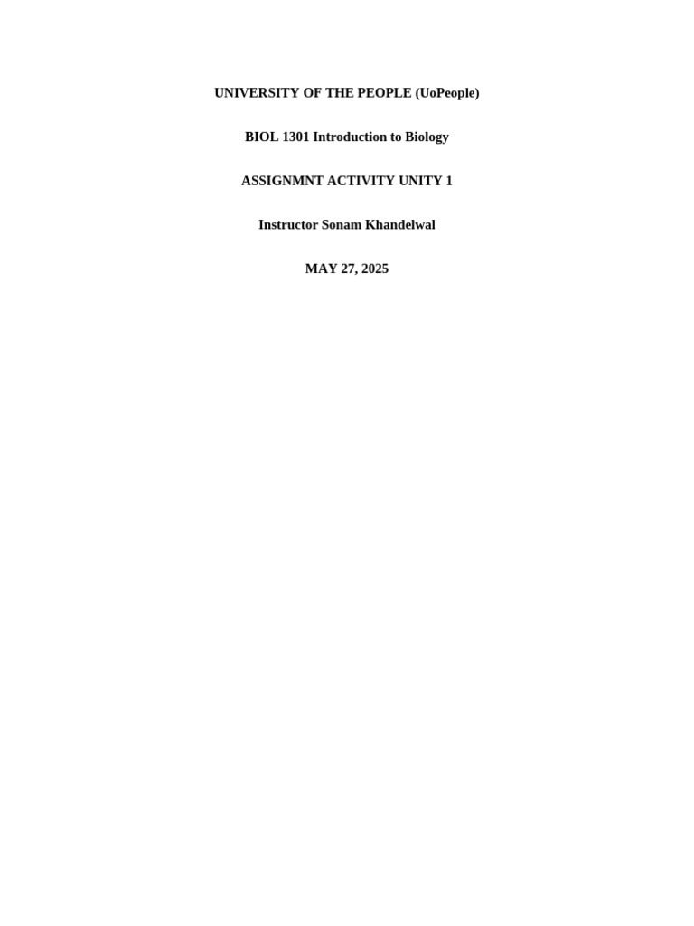 Biol 1301 Assignment Activity Unit 7 | PDF | Ecosystem | Ecology