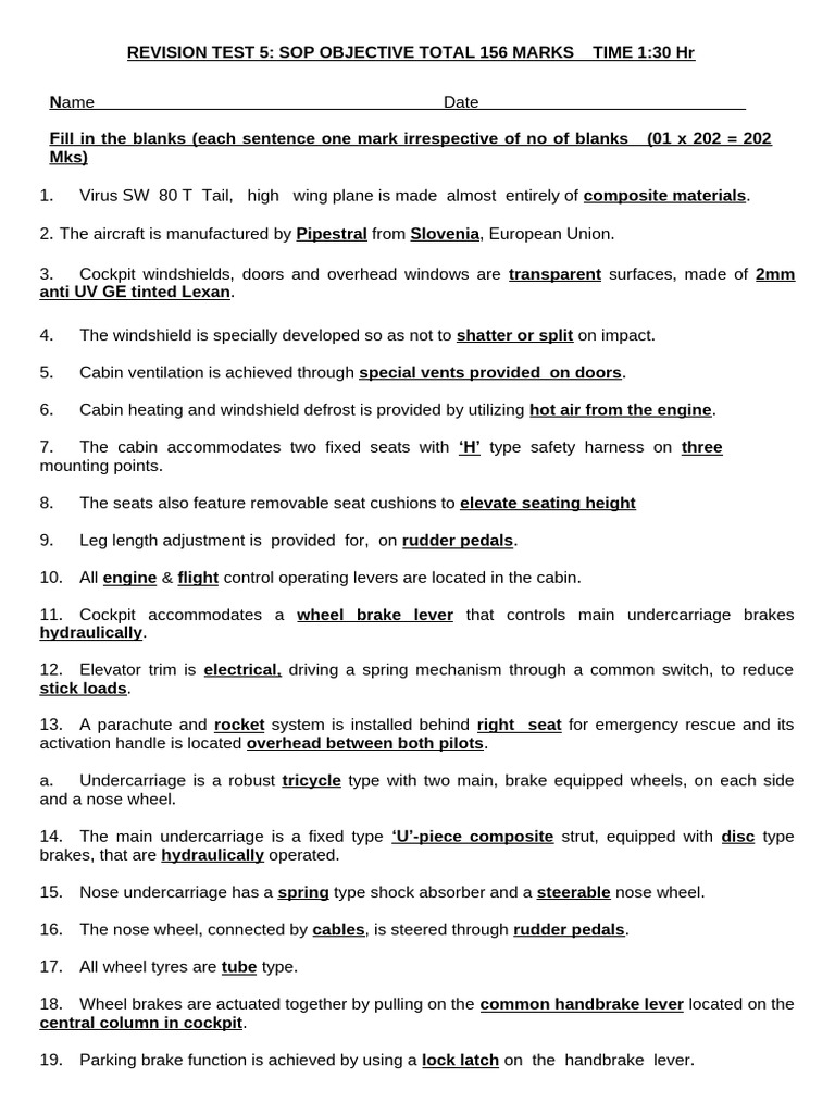 Virus SW 80 Aircraft Specifications Guide | PDF | Landing Gear | Flight ...