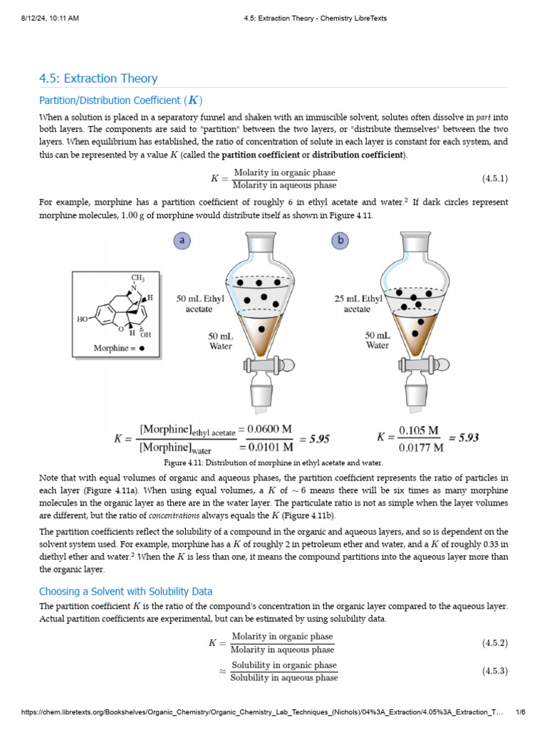 4.5 - Extraction Theory - Chemistry LibreTexts | PDF | Solubility | Solvent