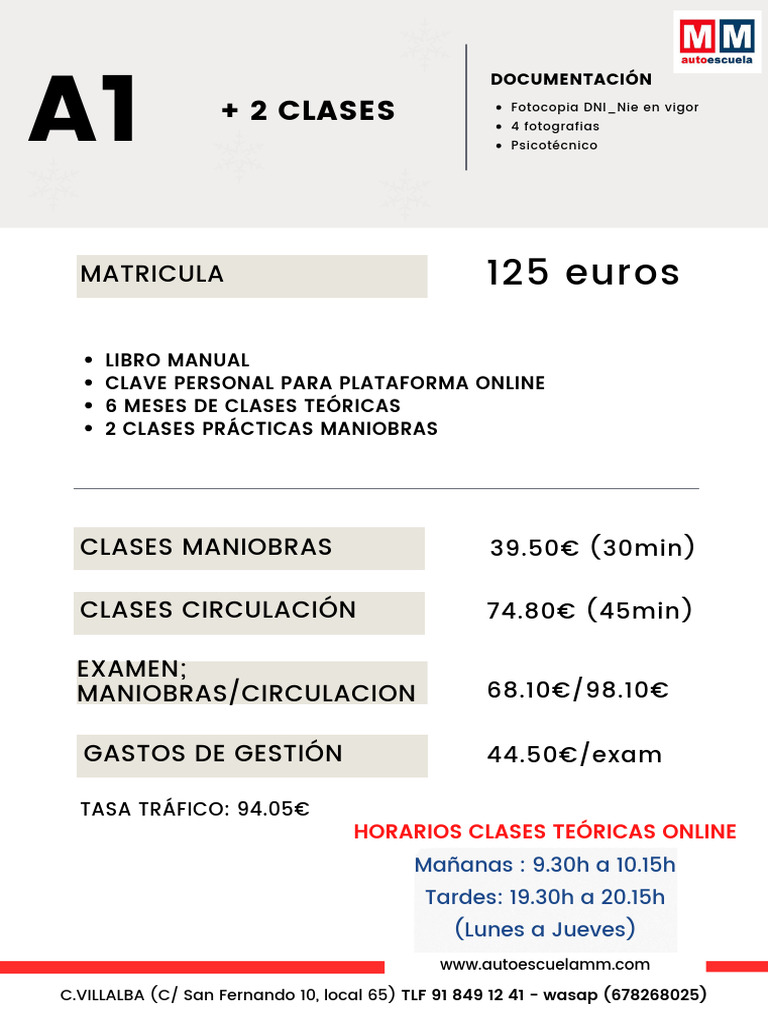 Permiso A1: Clases y Requisitos | PDF