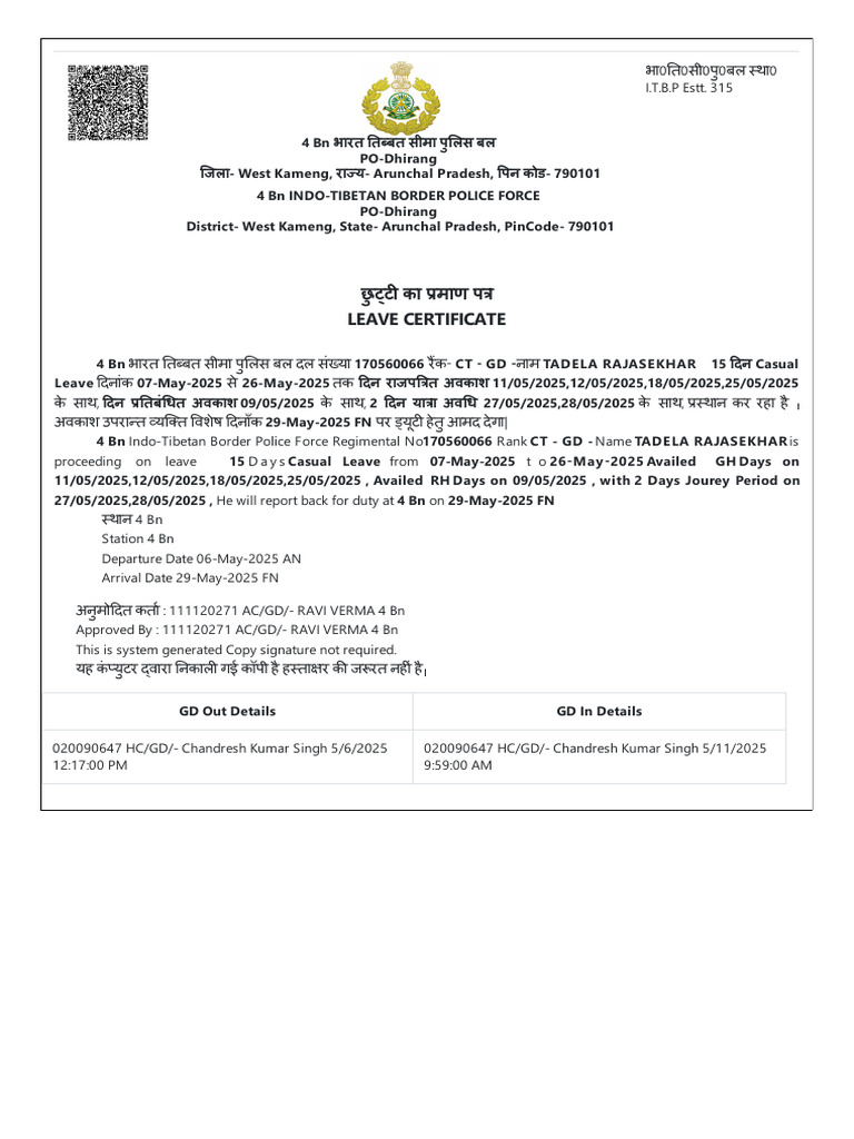 Leave Certificate (8) - 1 | PDF